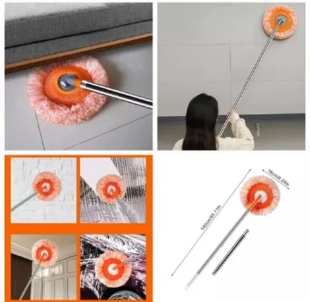 Telescopic Orange Duster Mop 360° Rotatable Dust Cleaner